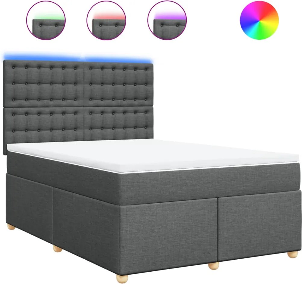 Box spring postel s matrací tmavě šedá 140x200 cm textil 3293618