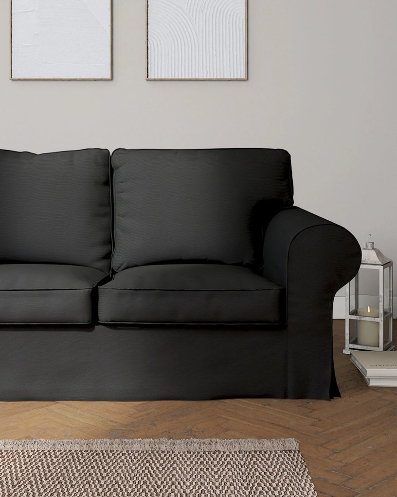 Potah na pohovku IKEA Ektorp 3-místná, nerozkládací barva černá látka pletený vzor