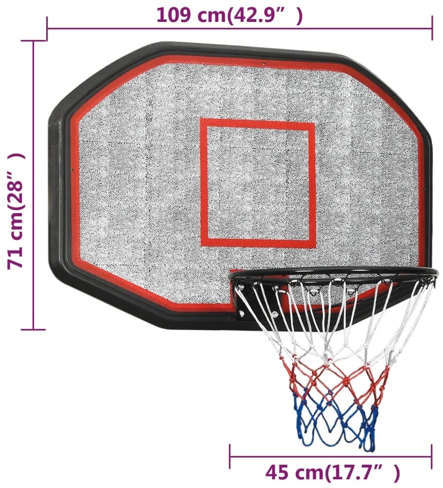 Basketbalový koš černý 109 x 71 x 3 cm polyethylen - Default Title