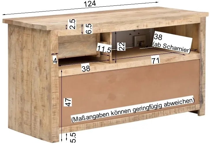 furniture-nabytek.cz - Masivní umyvadlová skříňka Padma z mangového dřeva, lakovaná, přírodní barva