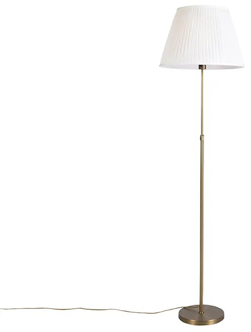 Stojací lampa bronzová s plisovaným stínítkem krémová 45 cm nastavitelná - Parte