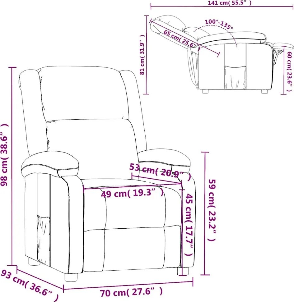 vidaXL Polohovací křeslo textil [342423] Barva: krémová
