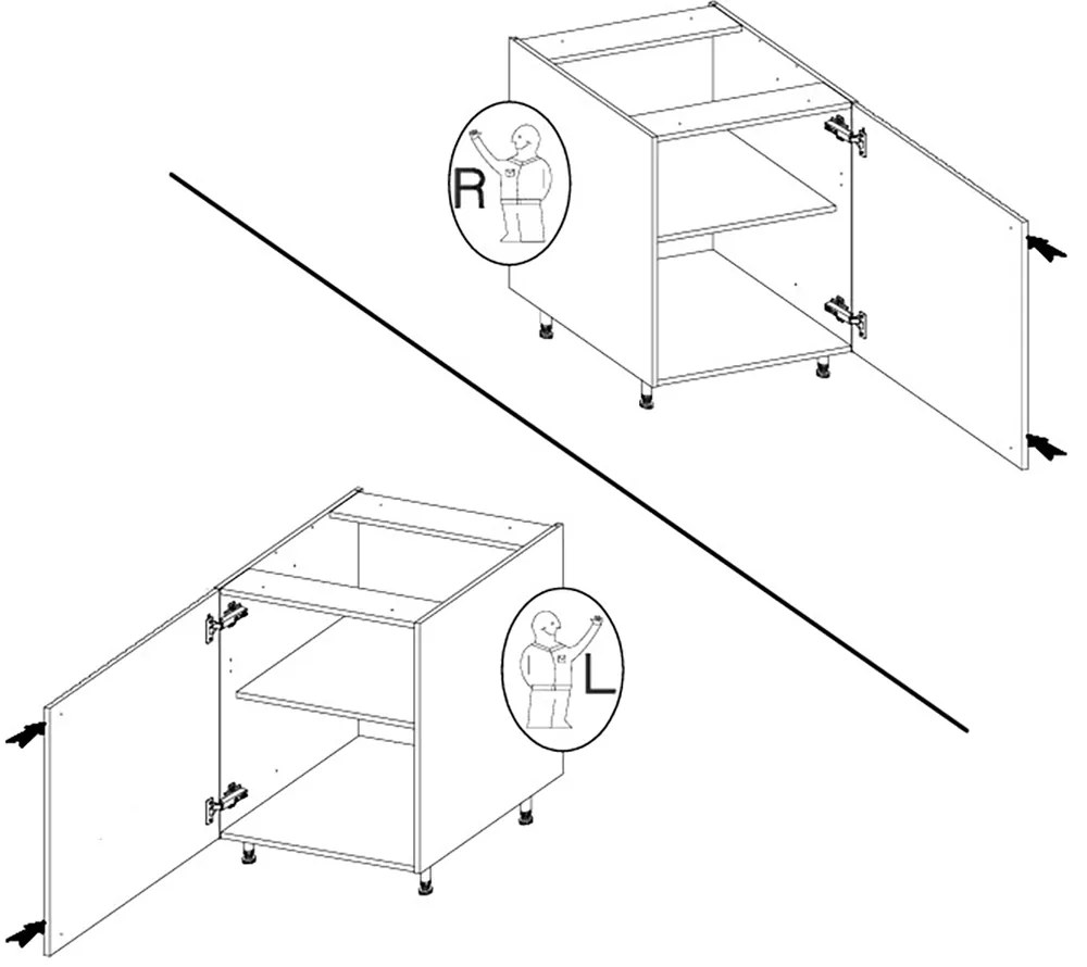 NESSANT se | dolní skříňka 60 D 1F s policí | 80 cm | šedá