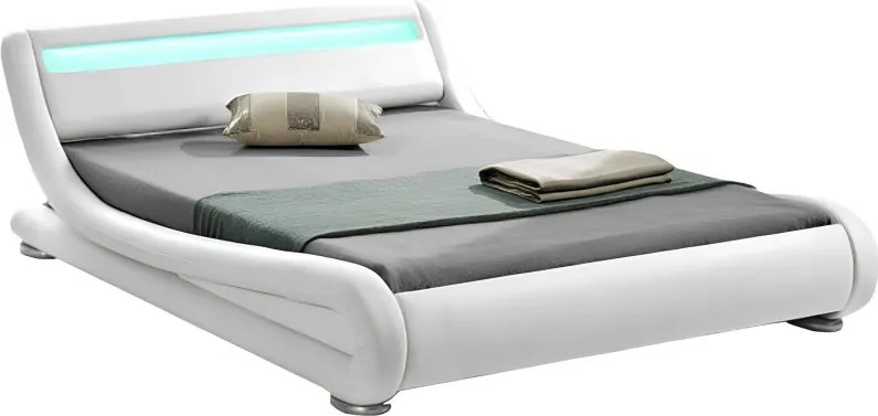 Moderní postel FILIDA 180x200 s RGB LED osvětlením, bílá Kondela 0000191850