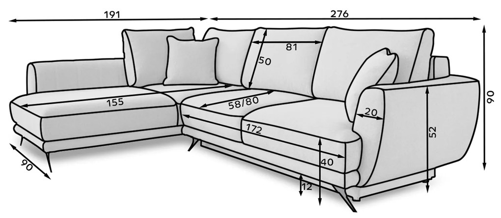 Eltap Rohová sedací souprava Larde Materiál a barva potahu: Savoi 40 - tmavě modrá, Orientace: pravá
