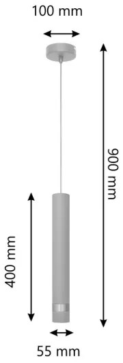LED Lustr na lanku TUBA 1xGU10/4,8W/230V šedá/lesklý chrom