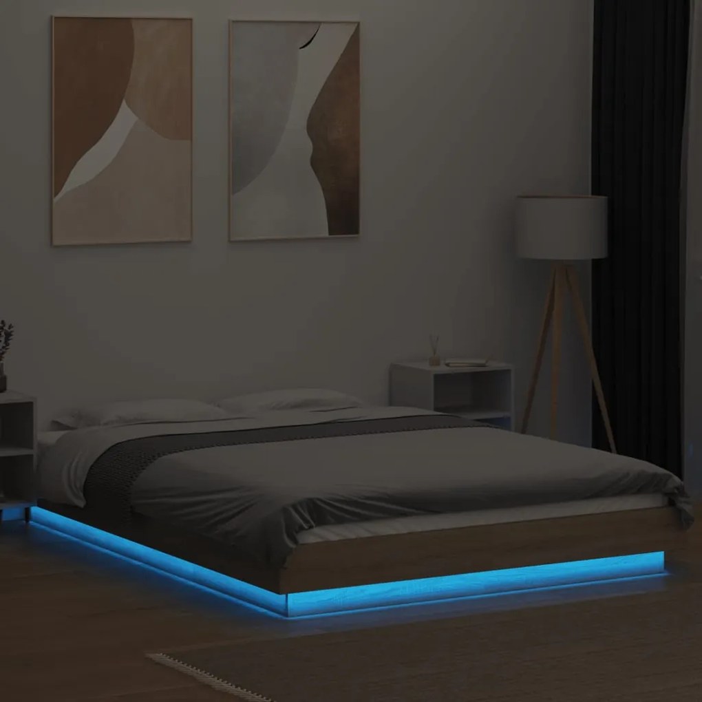 Rám postele s LED osvětlením dub sonoma 120 x 200 cm kompozit 3281107