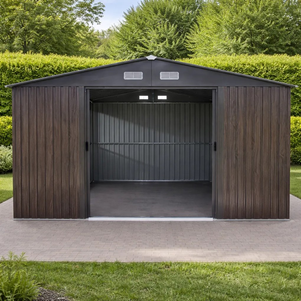 Zahradní domek BestBerg BBSH-1113WT / 13,3 m² / 342,5 x 389 x 202 cm / bílé dřevo/taupe