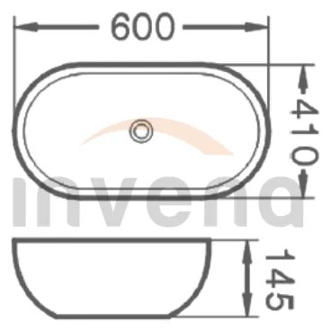 Invena Teja, umyvadlo na desku 600x420x145 mm, bílá lesklá, INV-CE-09-001-C