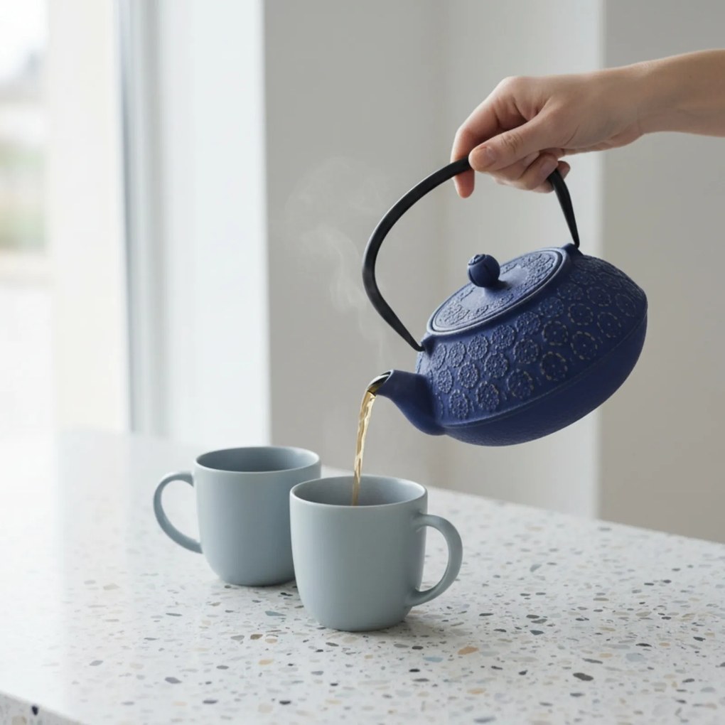 Litinová čajová konvice s filtrem KUMO, 1000 ml, tmavě modrá