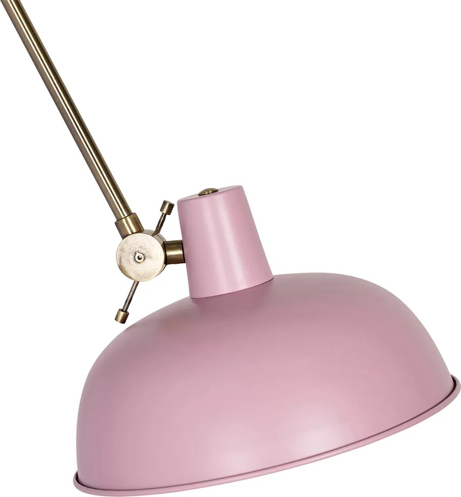 Retro nástěnná lampa ocelová růžová s bronzem - Milou
