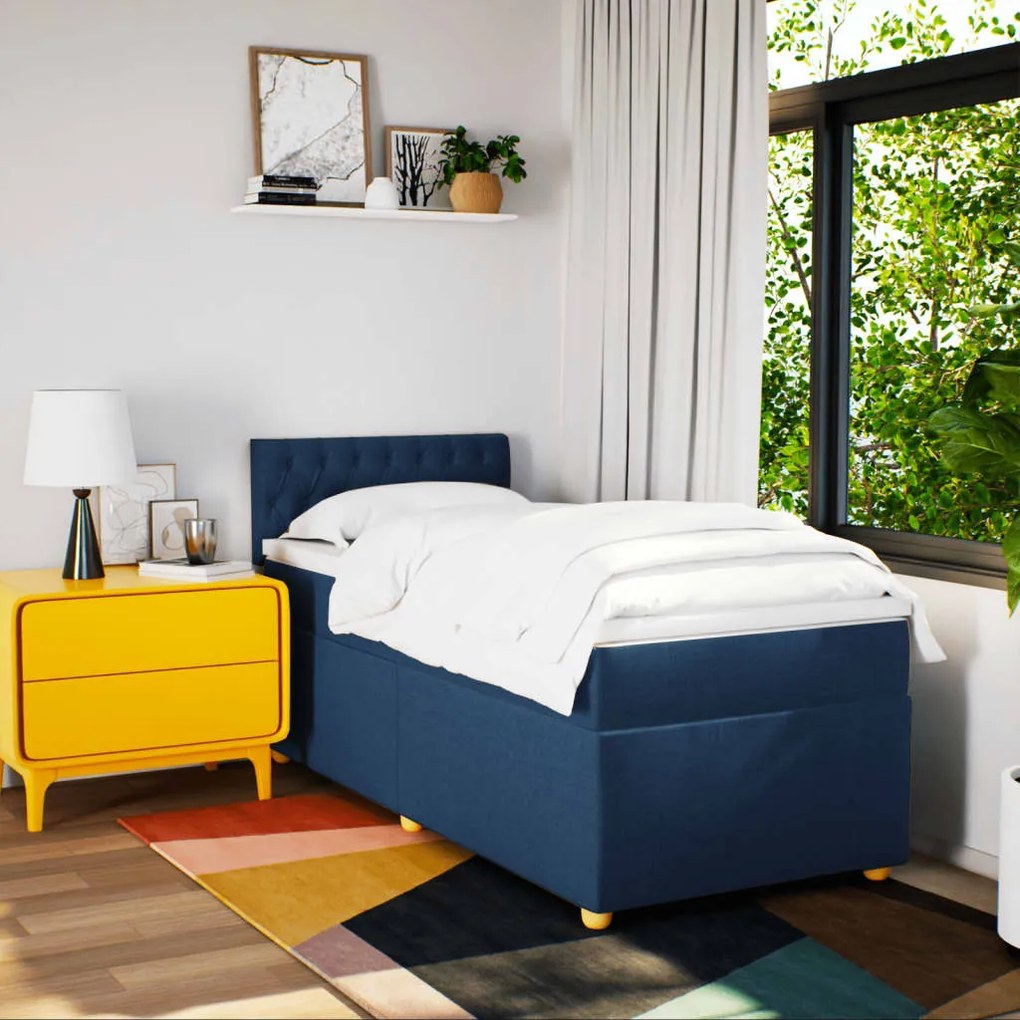 Box spring postel s matrací modrá 80x200 cm textil 3286520