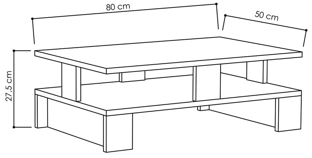 Designový konferenční stolek Achilles 80 cm vzor dub