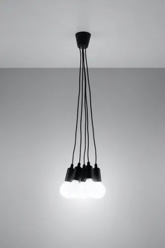 Závěsné svítidlo SOLLUX Diego 5 E27 5x60W bez zdroje PVC černá SL.0574