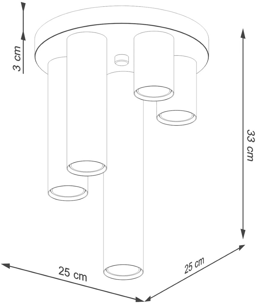Stropní svítidlo Lagos, 5x černé kovové stínítko