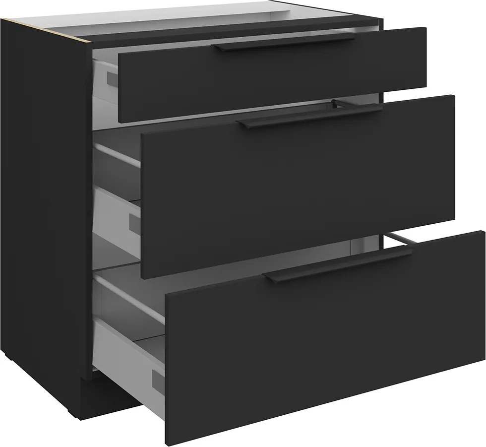 ARIA cc | dolní skříňka 80 D 3S zásuvková | 80 cm | PREMIUM BOX | černá