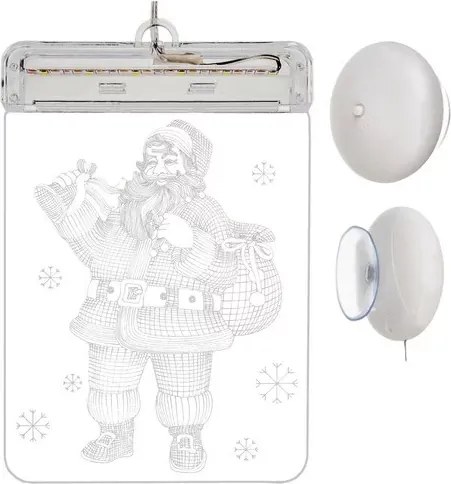 LED vánoční vitráž na baterie – SANTA
