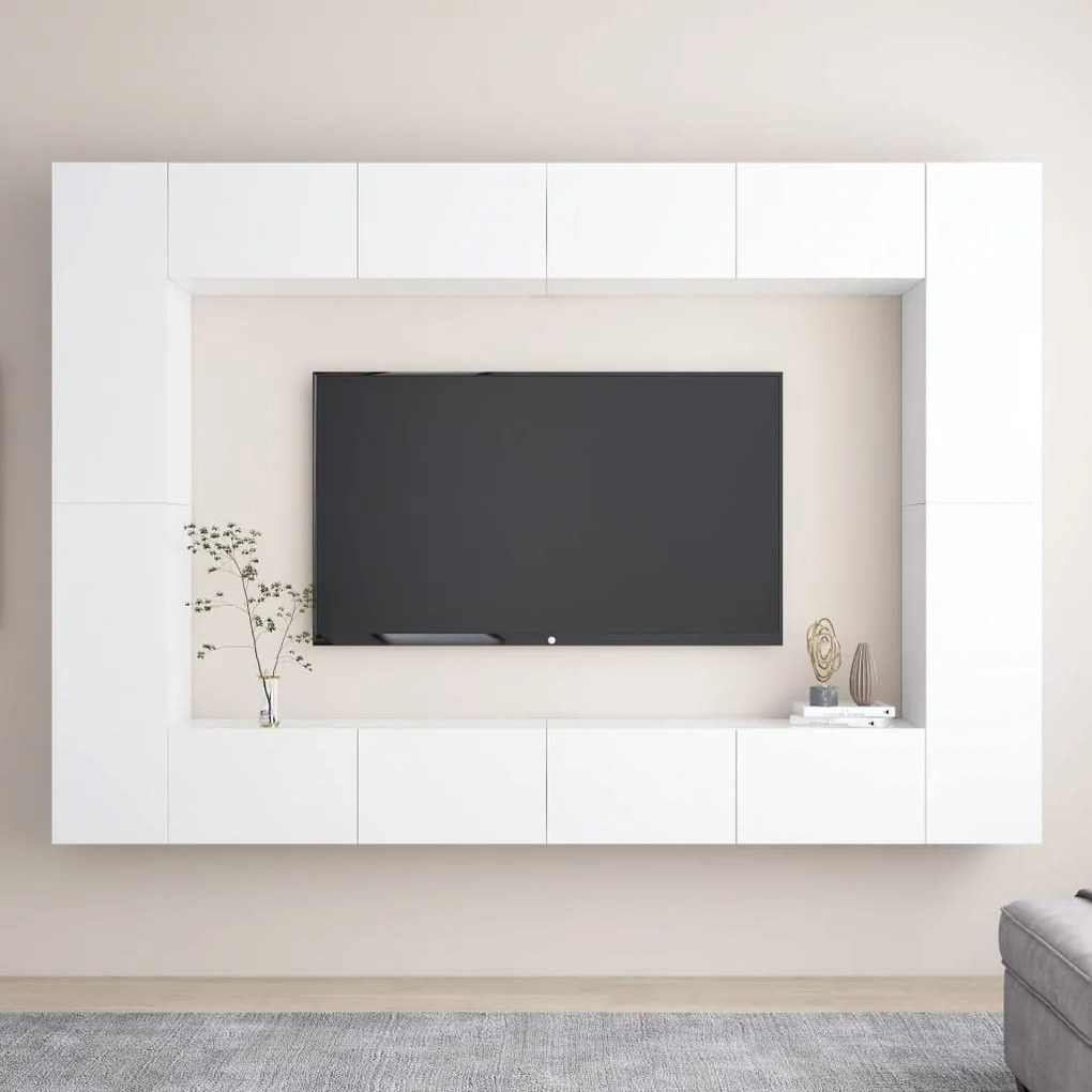 8dílný set TV skříněk bílý kompozitní dřevo 3078670