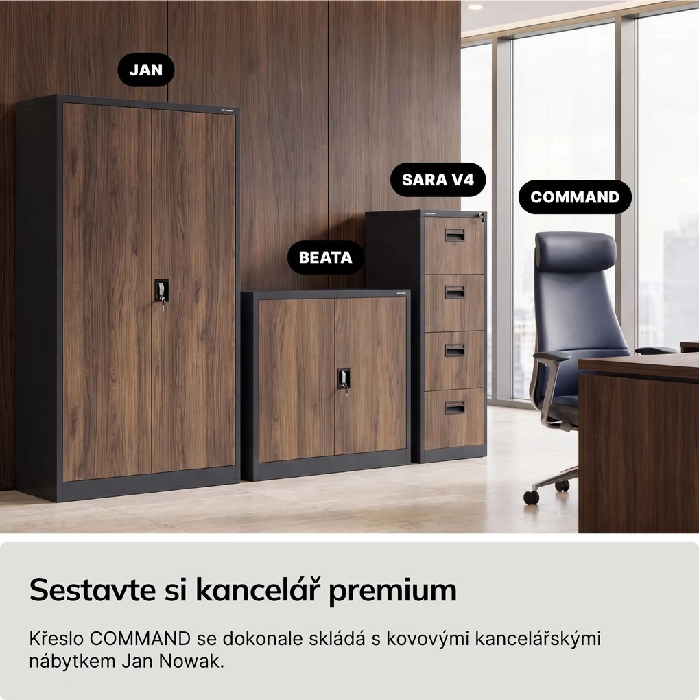 Kožené kancelářské kancelářské křeslo pro ředitele modré: COMMAND