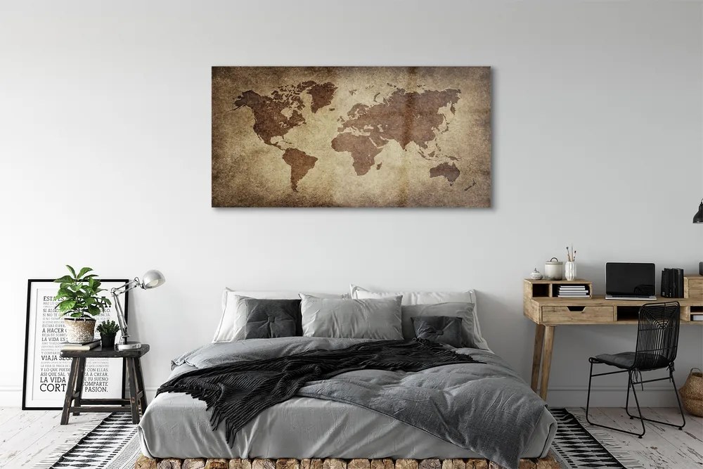 akrylový obraz šedý mapa 140x70 cm
