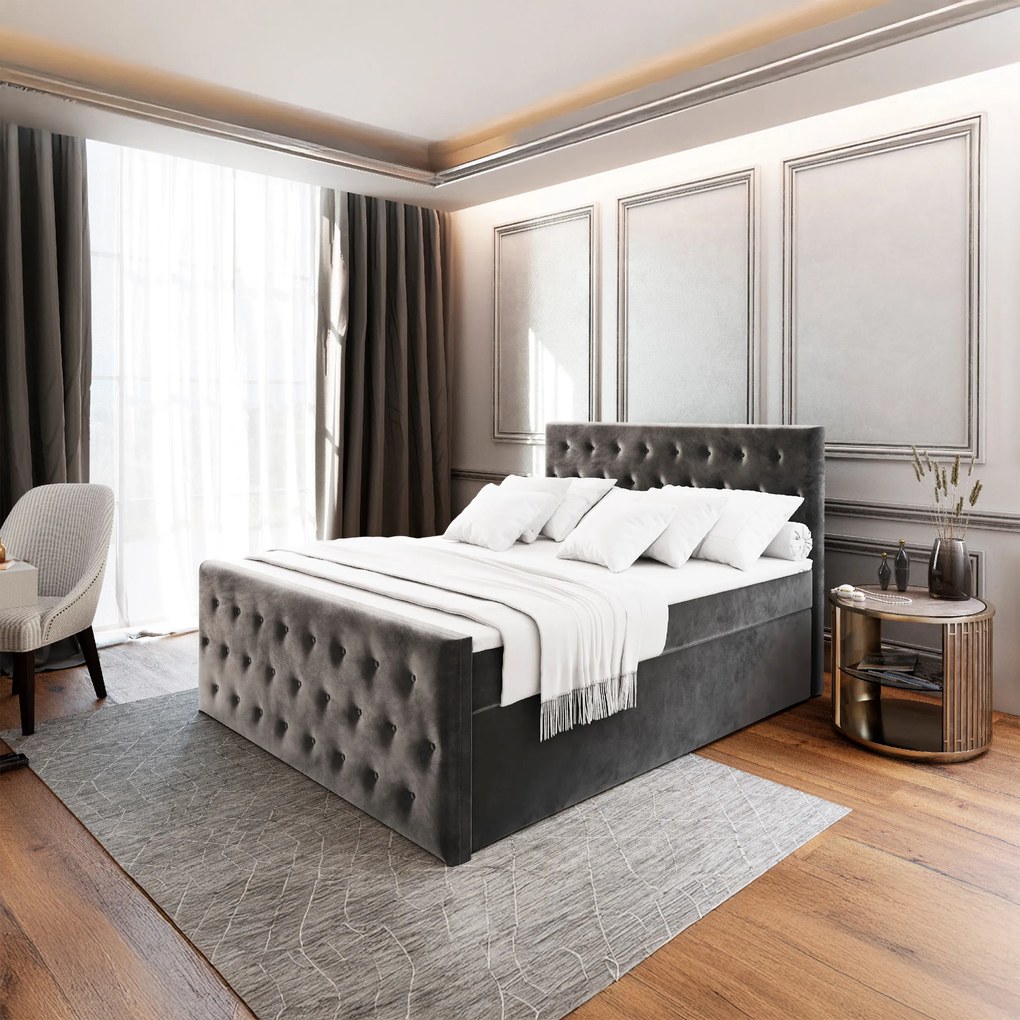 SFAB Kontinentální čalouněná postel FONT (180 x 200 cm) Barva látky: Modrá (Kronos 05)