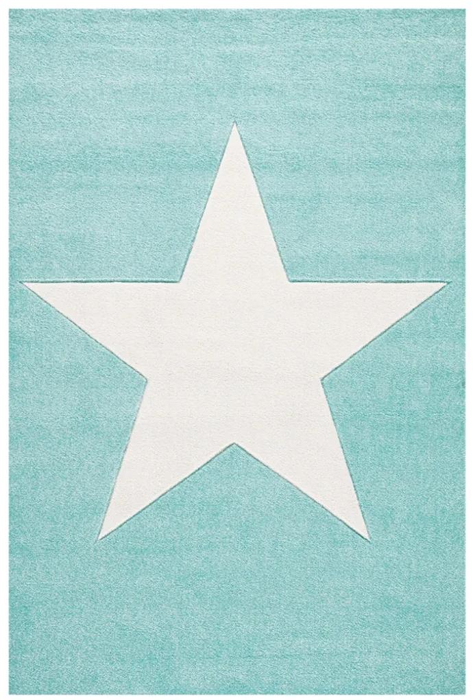 MAXMAX Dětský koberec STAR mátovo-bílý 100x160 cm
