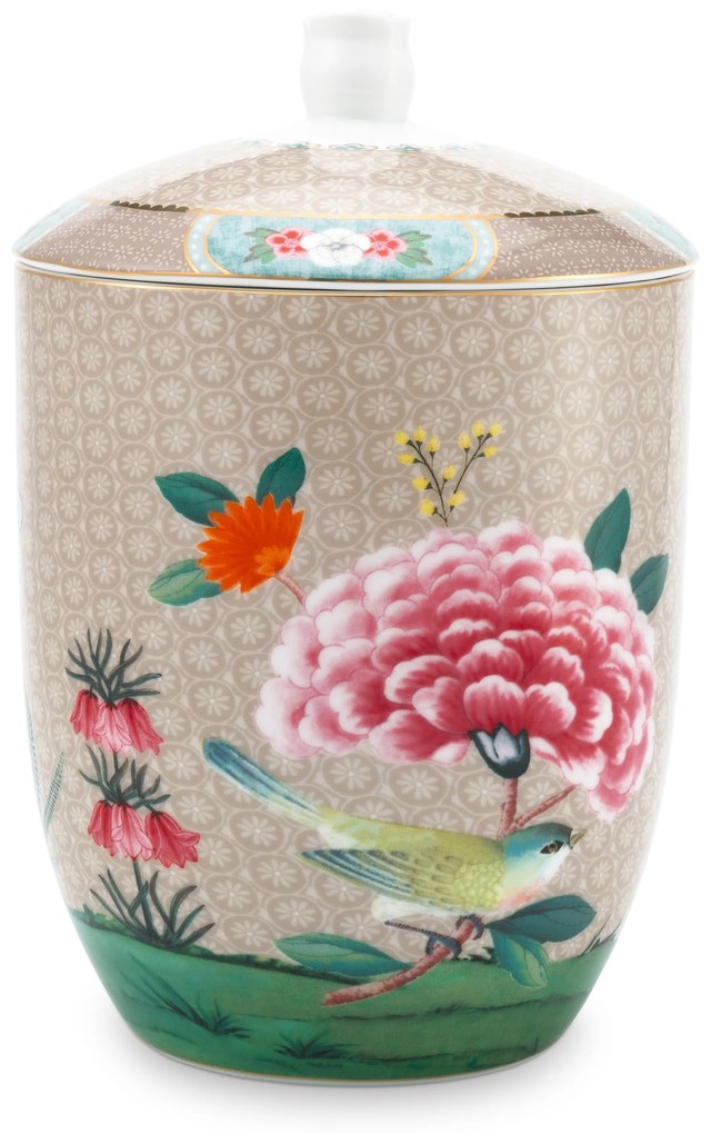 Pip Studio Blushing Birds skladovací dóza 1,5l, khaki (skladovací dóza 1500ml)