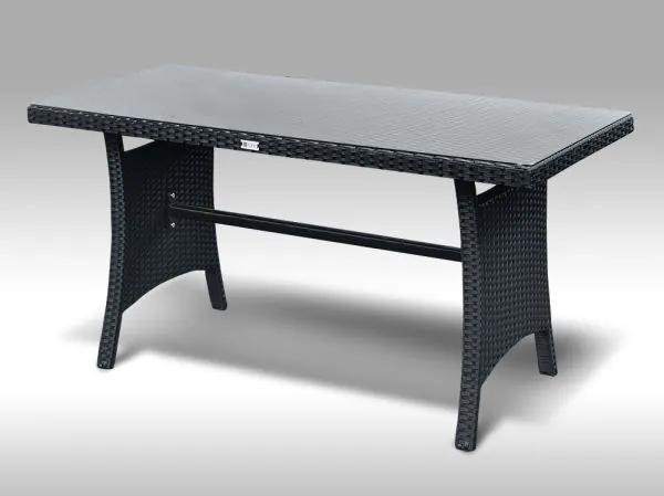 Jídelní stůl z umělého ratanu Paola 140x60 černý | BIANO