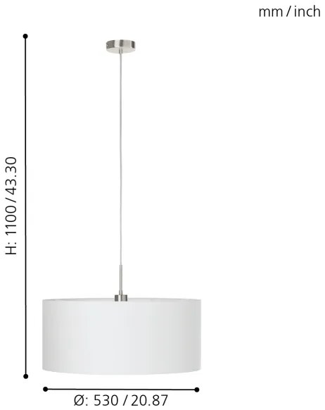 Eglo 31575 - Lustr na lanku PASTERI 1xE27/60W/230V