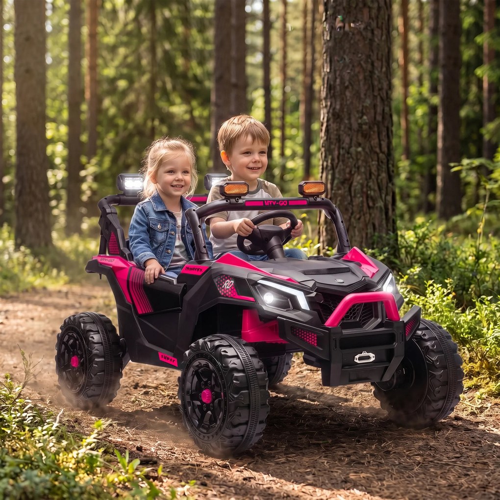 AIYAPLAY Dětské elektrické auto UTV pro dva, růžové
