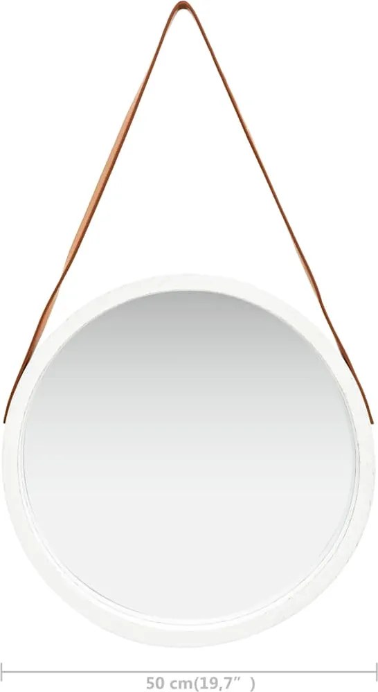 Nástěnné zrcadlo s popruhem 50 cm bílé 320364