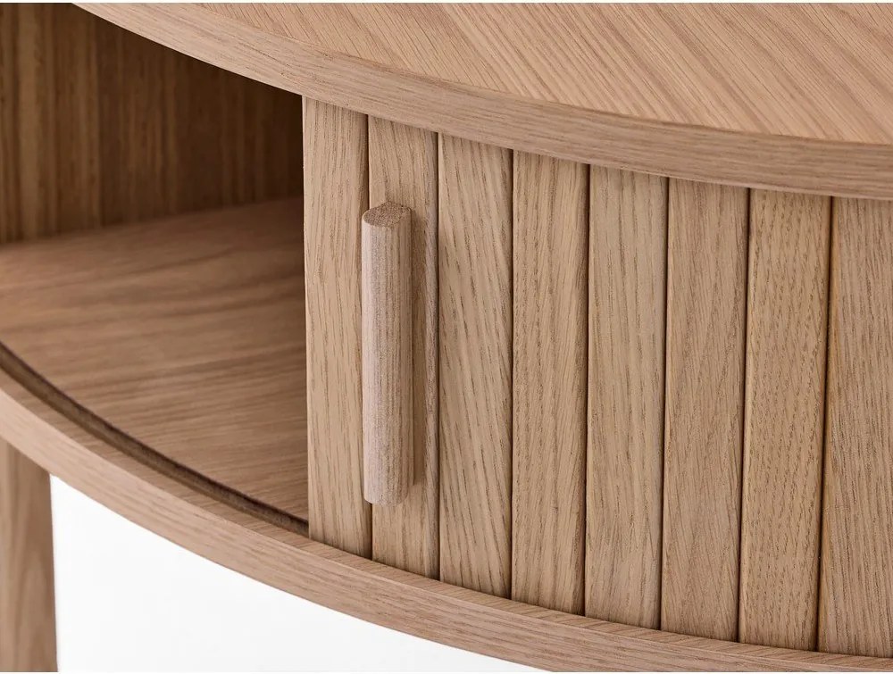 Kulatý konferenční stolek v dekoru dubu ve světle přírodní barvě ø 85 cm Meta – Unique Furniture