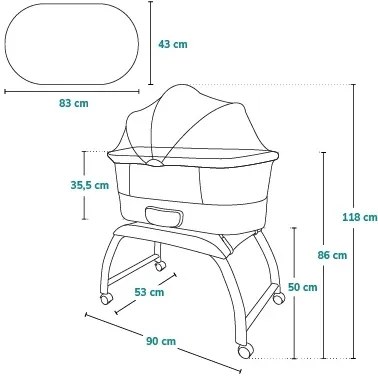 Lionelo - Dětská postýlka s váhou CORAL White