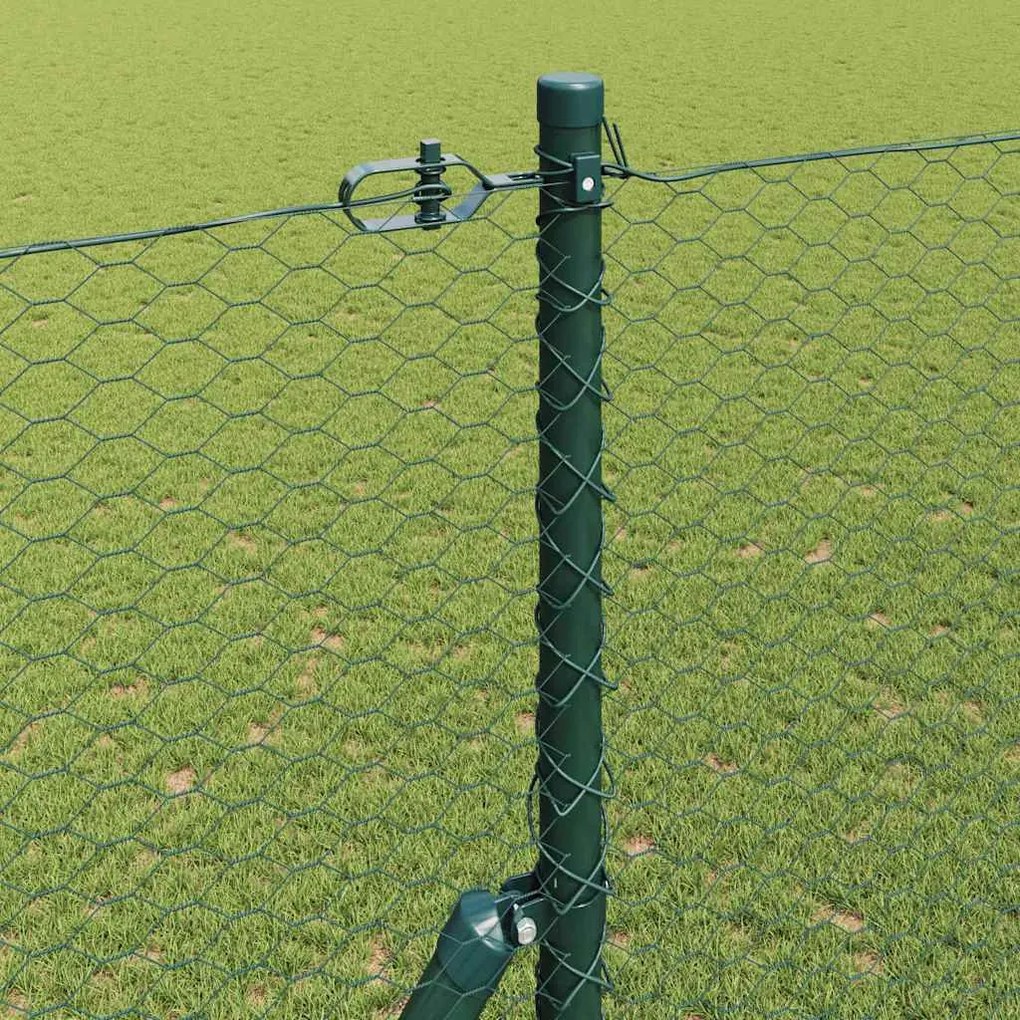 Hexagonální kotvení plotu 25 x 1,5 m Ocel potažená PVC Zelená 3352685