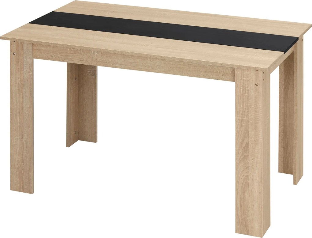 HOMCOM Moderní jídelní stůl s velkou pracovní plochou pro 2-4 osoby z dřevotřísky 120D x 69Š x 75V cm Černá a Přírodní