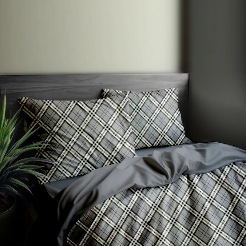 Ervi Bavlněné povlečení oboustranné - Grey Tartan/šedé