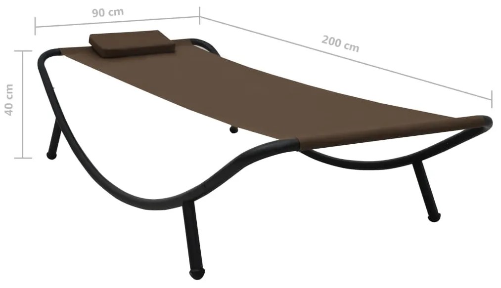 vidaXL Marketos Zahradní lehátko hnědé 200 x 90 cm ocel