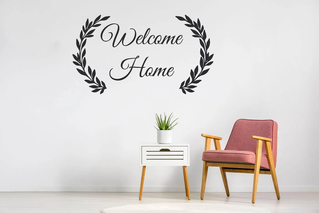 Lepy.cz Samolepka na zeď Welcome home Velikost (šířka x výška): l20x67cm, Barevná varianta: Tmavě šedivá