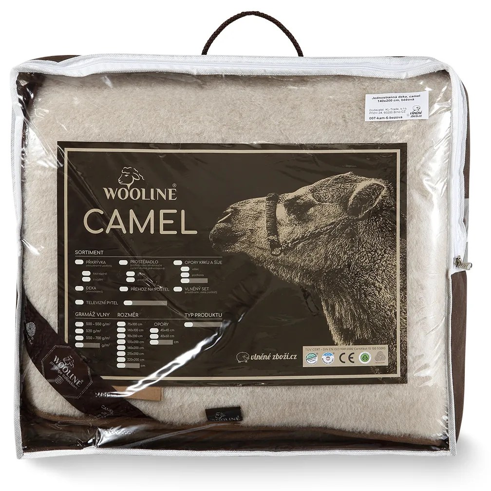 Wooline Vlněná deka, béžová 140x200 cm, camel