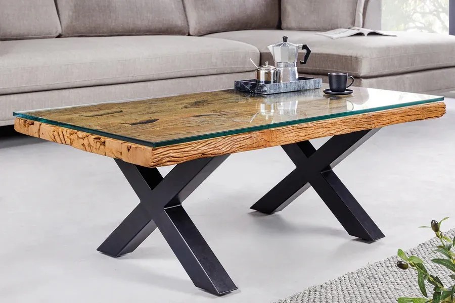 Designový konferenční stolek Shark 110 cm recyklované dřevo