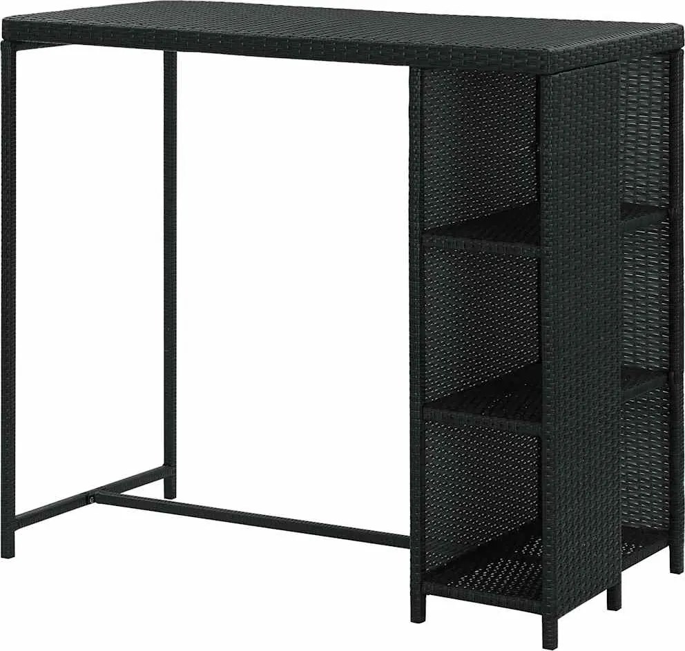 Barový stolek s úložným regálem černý 120x60x110 cm polyratan 313476