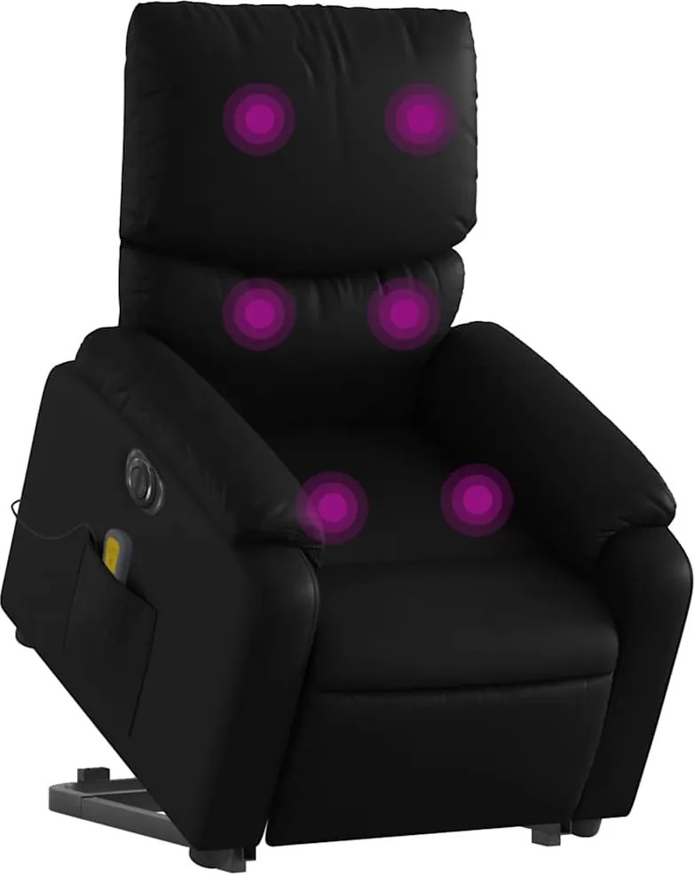 Elektrické zvedací masážní polohovací křeslo černé umělá kůže 3204907