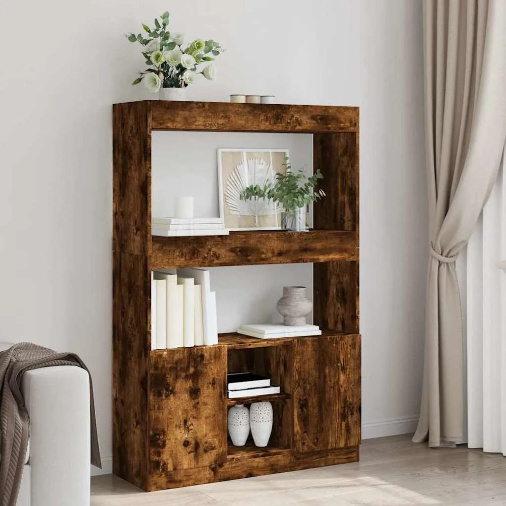 Skříň highboard kouřový dub 92 x 33 x 140 cm kompozitní dřevo