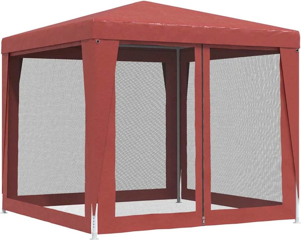Party stan se 4 síťovanými bočnicemi červený 2,5 x 2,5 m HDPE 319225