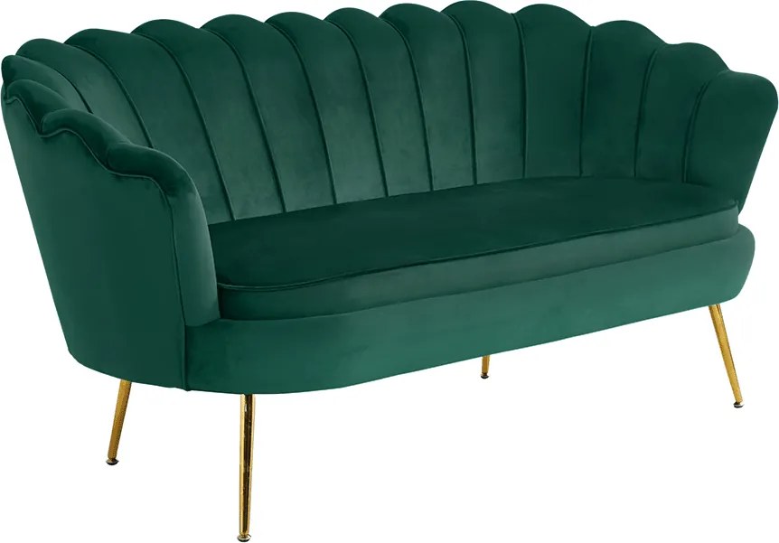 Luxusní pohovka, 2,5-sed, smaragdová Velvet / zlatá, styl Art-deco, NOBLIN