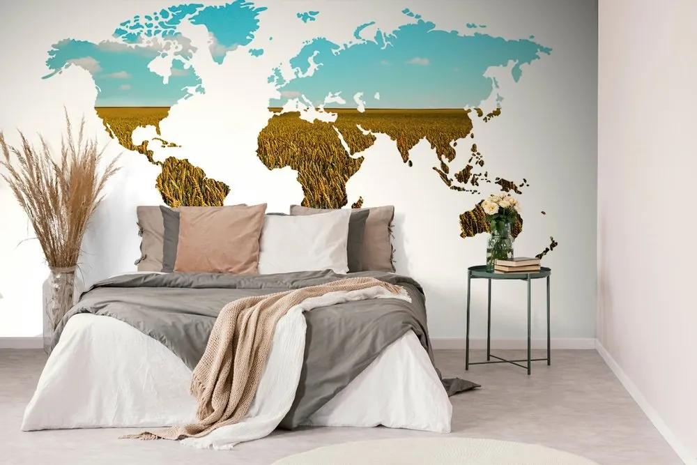 Samolepící tapeta mapa světa na bílém pozadí - 150x100 cm