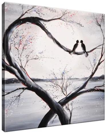Obraz na plátně Ptačí láska na větvi 30x30cm 2516A_1AI
