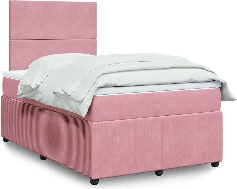 Box spring postel s matrací růžová 120x190 cm samet 3294585