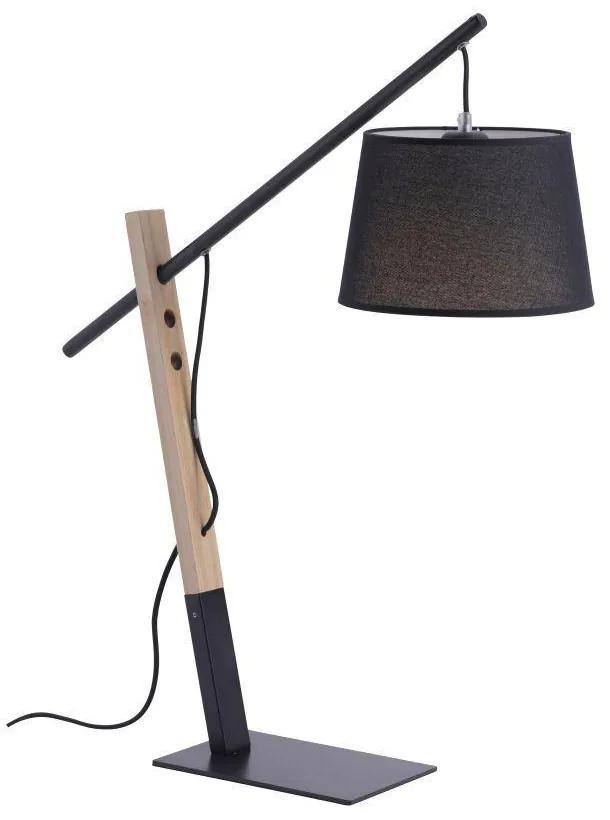 PN 4506-18 KATI Stolní lampa v černé s dřevěnými elementy v moderním skandinávském designu - PAUL NEUHAUS