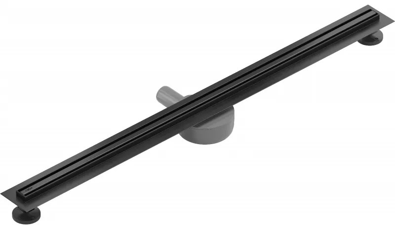 Mexen Flat nerezový sprchový žlab s rotačním 360° sifonem 80 cm, vzor SLIM, černá, 1741080